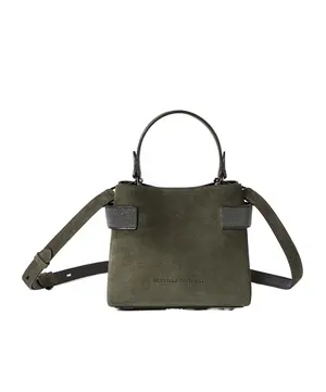 Brunello Cucinelli Essence Small Top-handle Bag In Suede With Precious Bands