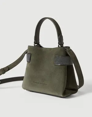 Brunello Cucinelli Essence Small Top-handle Bag In Suede With Precious Bands