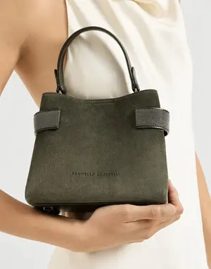 Brunello Cucinelli Essence Small Top-handle Bag In Suede With Precious Bands
