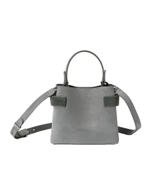 Brunello Cucinelli Essence Small Top-handle Bag In Suede With Precious Bands - Stone Gray