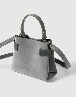 Brunello Cucinelli Essence Small Top-handle Bag In Suede With Precious Bands