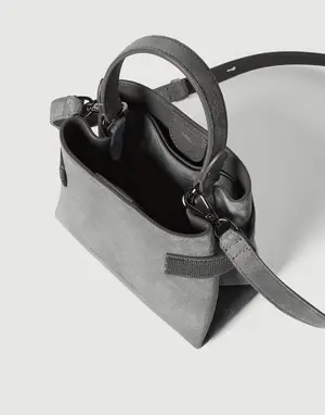 Brunello Cucinelli Essence Small Top-handle Bag In Suede With Precious Bands