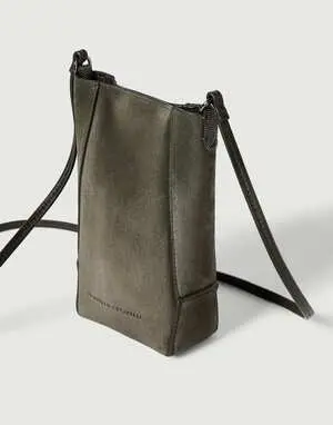 Brunello Cucinelli Duo Phone Holder In Suede With Monili