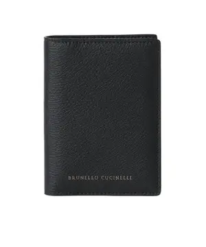 Brunello Cucinelli Grained Calfskin Passport Holder - Black
