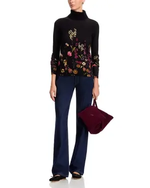 Bloomingdale'S Floral Print Turtleneck Cashmere Sweater, Exclusive