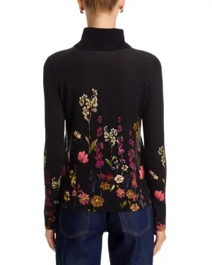 Bloomingdale'S Floral Print Turtleneck Cashmere Sweater, Exclusive