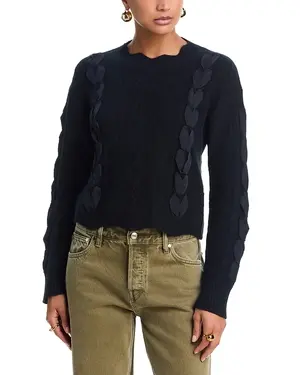 Aqua Cashmere Ribbon Crewneck Sweater - Black