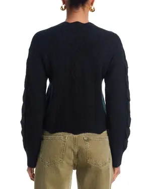 Aqua Cashmere Ribbon Crewneck Sweater - Black