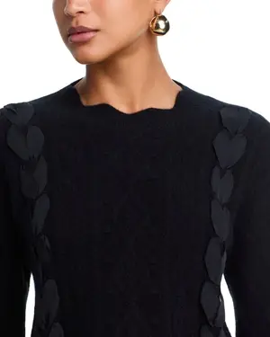 Aqua Cashmere Ribbon Crewneck Sweater - Black
