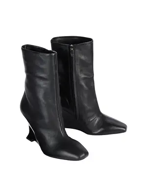 Balmain Wedge Smooth Leather Ankle Boots