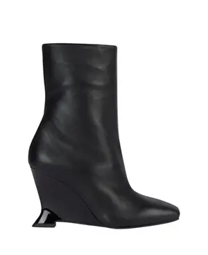 Balmain Wedge Smooth Leather Ankle Boots