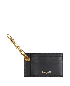 Balmain Pulse Card Holder In Monogram Jacquard - Black