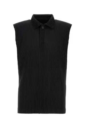 Issey Miyake Monthly Colors Knitwear: July Pleated Top - Black