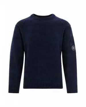 C.P. COMPANY Crewneck Knit Sweater With Sleeve Lens Badge - Total Eclipse