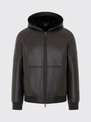 Moose Knuckles Leather Bomber Jacket With Hood