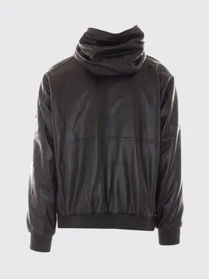 Moose Knuckles Leather Bomber Jacket With Hood