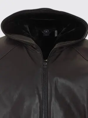 Moose Knuckles Leather Bomber Jacket With Hood
