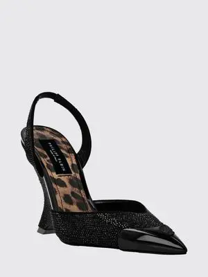 Philipp Plein Embellished Suede Slingback High Heel Pumps