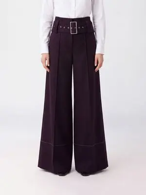 Liviana Conti Wide Leg Belted Trousers - Blue