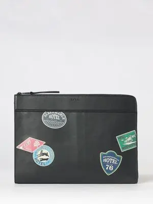 Paul Smith Calf Leather Document Holder With Graphic Print And Zip - Black
