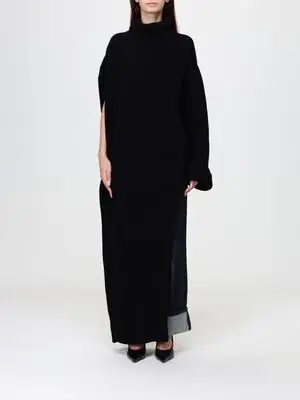 THELATEST Asymmetrical Pure Merino Wool Turtleneck Jumper With Dropped Shoulders - Black
