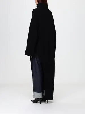 THELATEST Asymmetrical Pure Merino Wool Turtleneck Jumper With Dropped Shoulders - Black