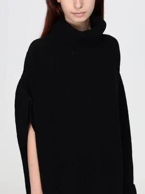 THELATEST Asymmetrical Pure Merino Wool Turtleneck Jumper With Dropped Shoulders - Black