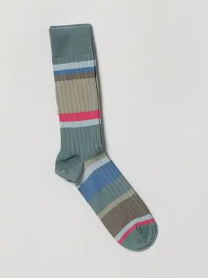 Paul Smith Paul Smith Striped Ribbed Crew Socks Blue