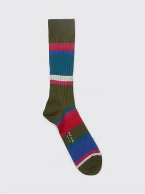Paul Smith Striped Ribbed Crew Socks - Kaki