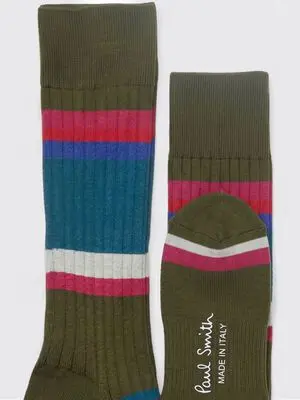 Paul Smith Striped Ribbed Crew Socks - Kaki