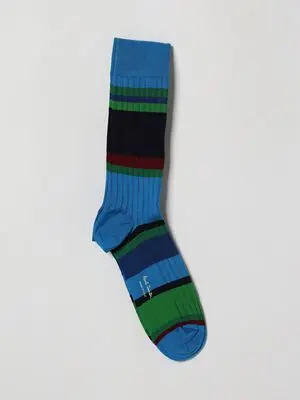 Paul Smith Striped Ribbed Crew Socks - Turquoise