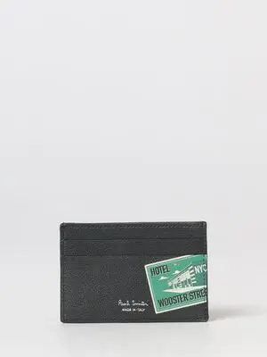 Paul Smith Graphic Print Cow Leather Card Holder With Three Slots - Black