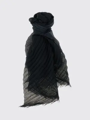Issey Miyake Rectangular Pleated Technical Fabric Scarf With Fringed Hem