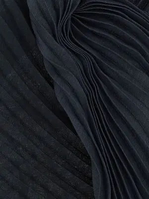 Issey Miyake Rectangular Pleated Technical Fabric Scarf With Fringed Hem