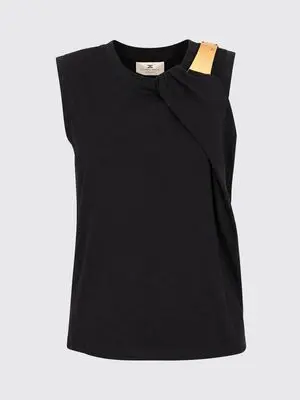 Elisabetta Franchi Sleeveless Draped Top With Gold Detail