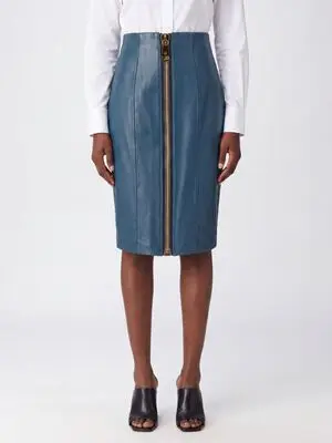 Balmain Leather Zip-up Skirt - Blue