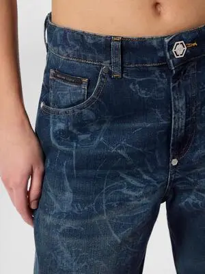 Philipp Plein Printed Wide Leg Jeans