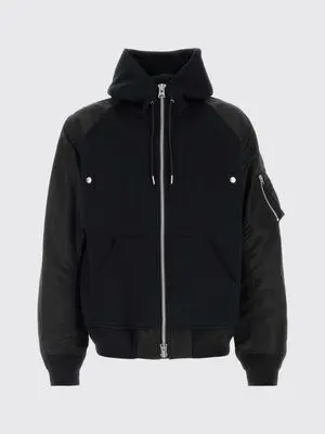 Sacai Zip-up Hoodie With Contrast Sleeves - Black