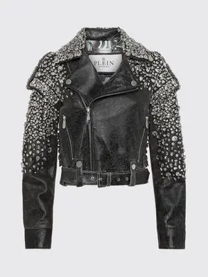 Philipp Plein Embellished Leather Biker Jacket
