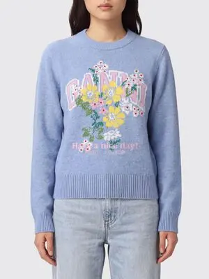 GANNI Floral Logo Sweater - Blue