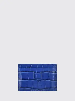 TOM FORD Crocodile-effect Calfskin Flat Card Holder - Blue