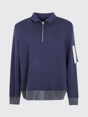 Sacai Long-sleeved Zip-up Cotton-blend Polo Shirt