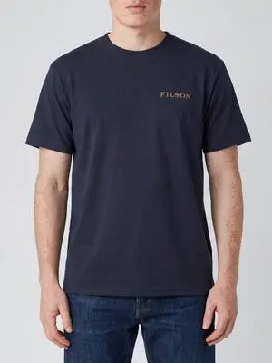 Filson Crewneck Cotton T-shirt With Front Contrast Logo - Black