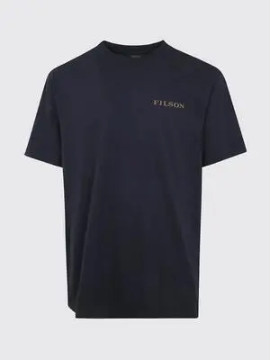 Filson Crewneck Cotton T-shirt With Front Contrast Logo - Black