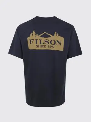 Filson Crewneck Cotton T-shirt With Front Contrast Logo - Black