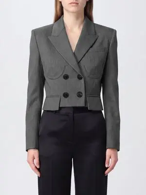 Elisabetta Franchi Cropped Double-breasted Blazer With Pleated Back