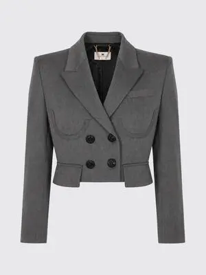 Elisabetta Franchi Cropped Double-breasted Blazer With Pleated Back