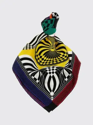 Versace 90x90 Cm Pure Silk Square Scarf With Abstract Geometric Print