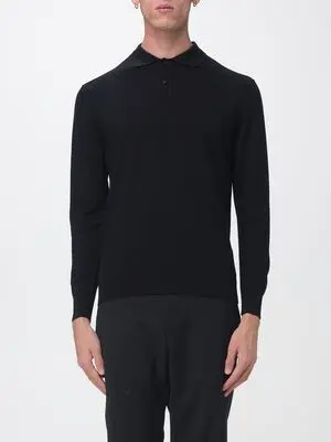 DIANA STUDIO Long-sleeved Knit Cotton Polo With Ribbed Collar - Black