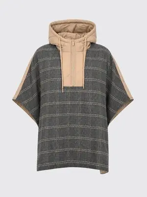 TWINSET Checked Poncho With Quilted Hood